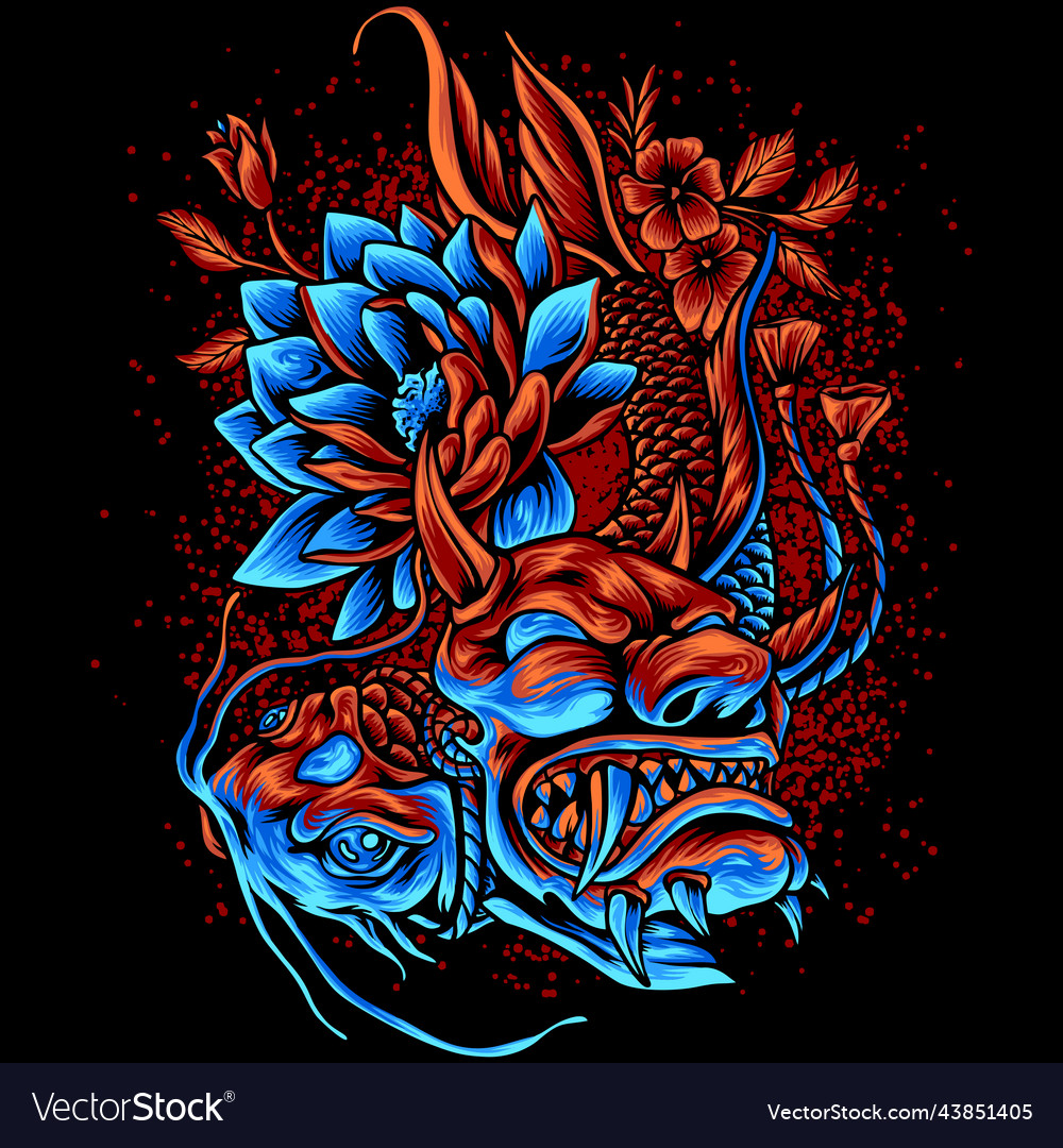Koi fish using devil mask Royalty Free Vector Image