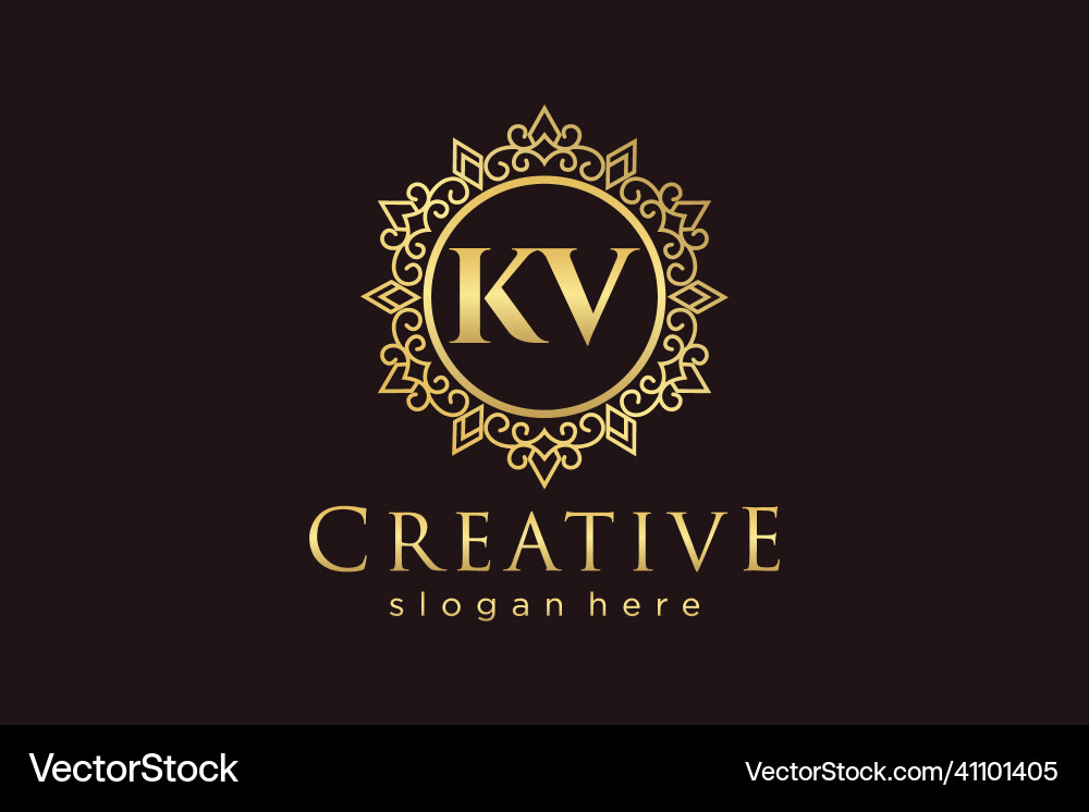 Kv initial letter luxury calligraphic feminine Vector Image