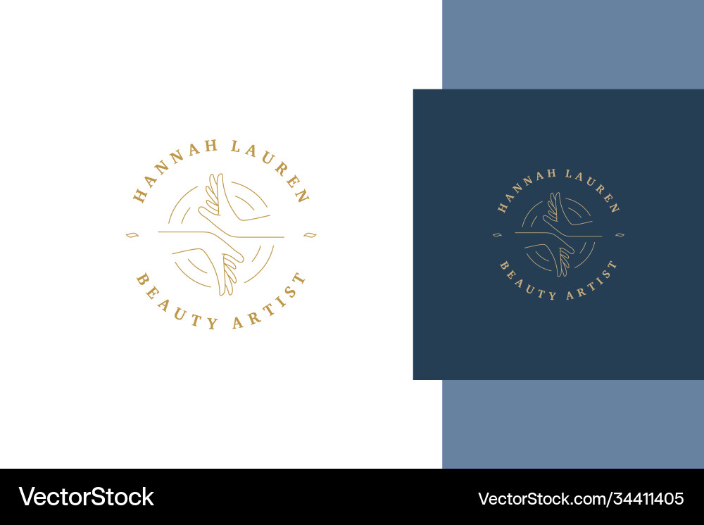 Linear graphic logo female hands beauty Royalty Free Vector