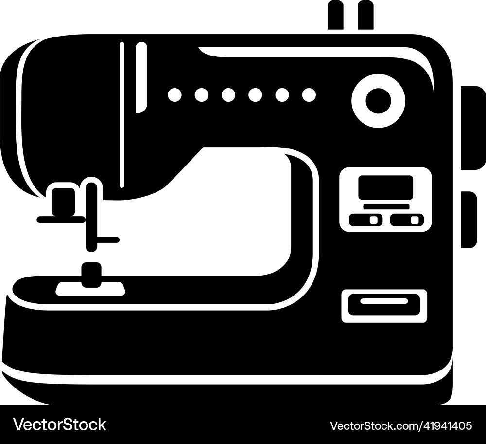 Manual sew machine detailed icon simple Royalty Free Vector