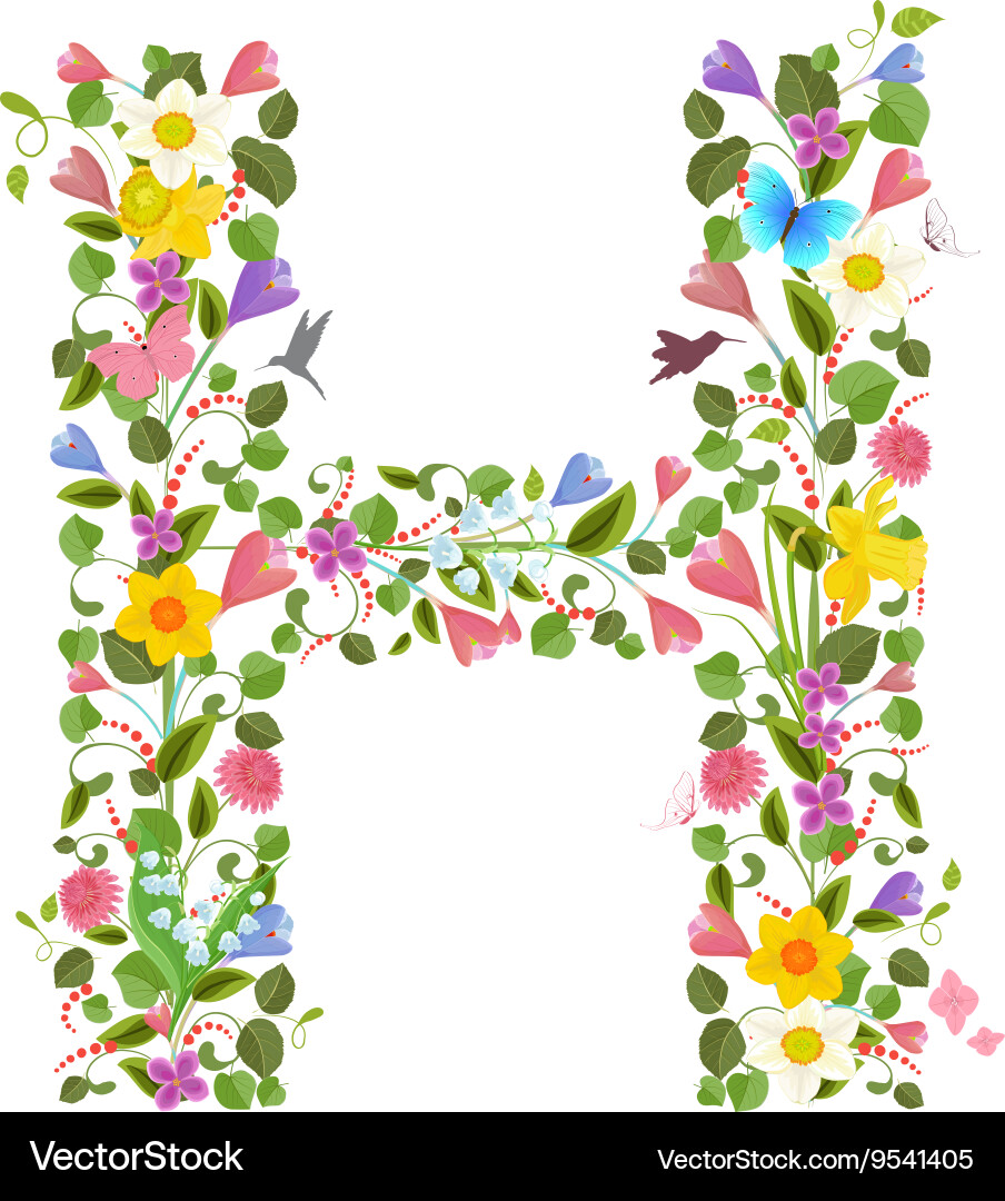 Ornate capital letter font consisting Royalty Free Vector