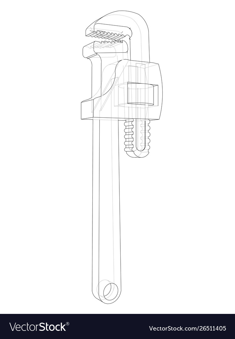 Outline adjustable wrench Royalty Free Vector Image Outline adjustable wrench Royalty Free Vector Image
