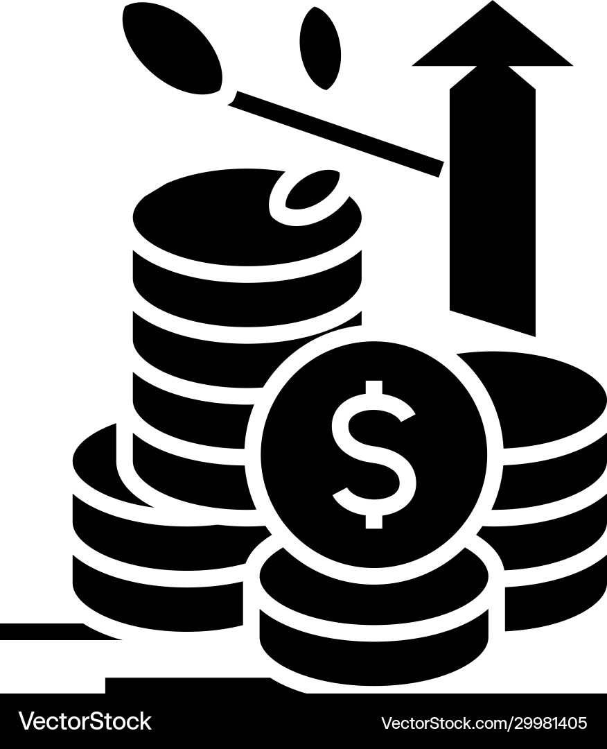 Rising price black icon concept Royalty Free Vector Image
