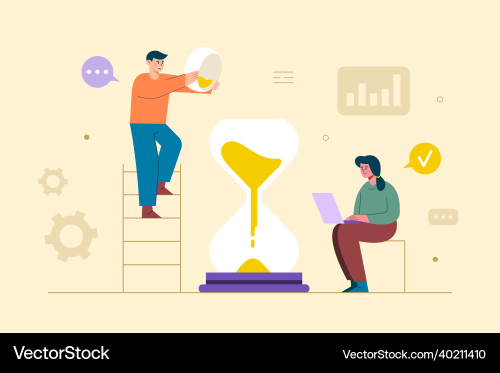 Big isolated employee working in office interior Vector Image