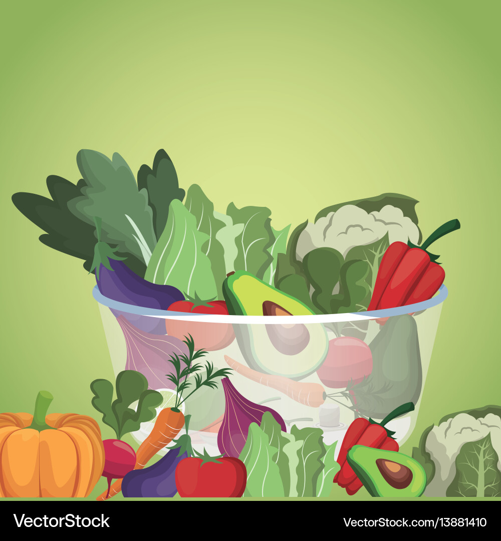 Bowl vegetables menu fresh ingredients Royalty Free Vector
