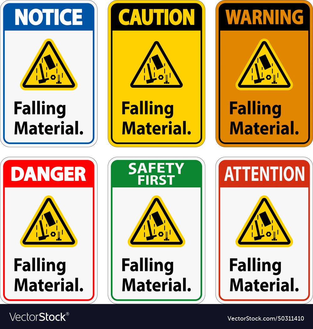Caution sign falling material Royalty Free Vector Image