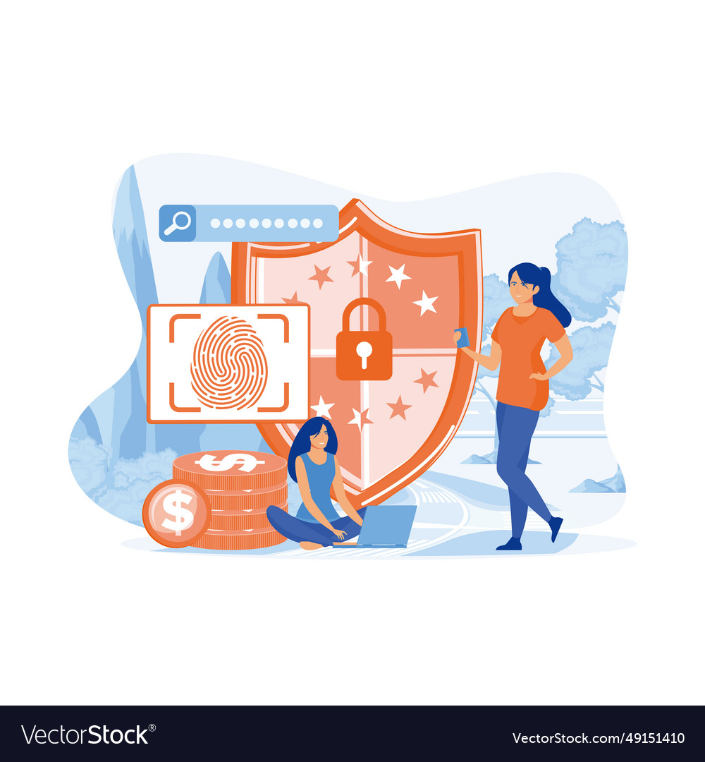 Data Protection Concept Scan Fingerprint Vector Image