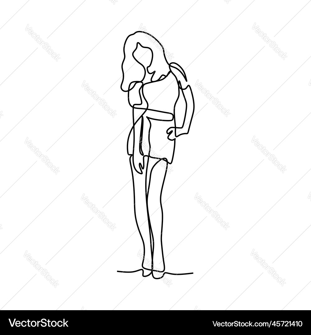 Girl continuous line drawing minimalist design Vector Image