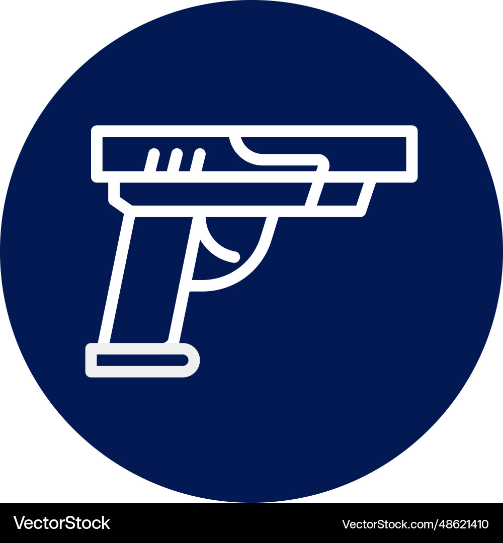 Gun icon rounded blue white colour military Vector Image