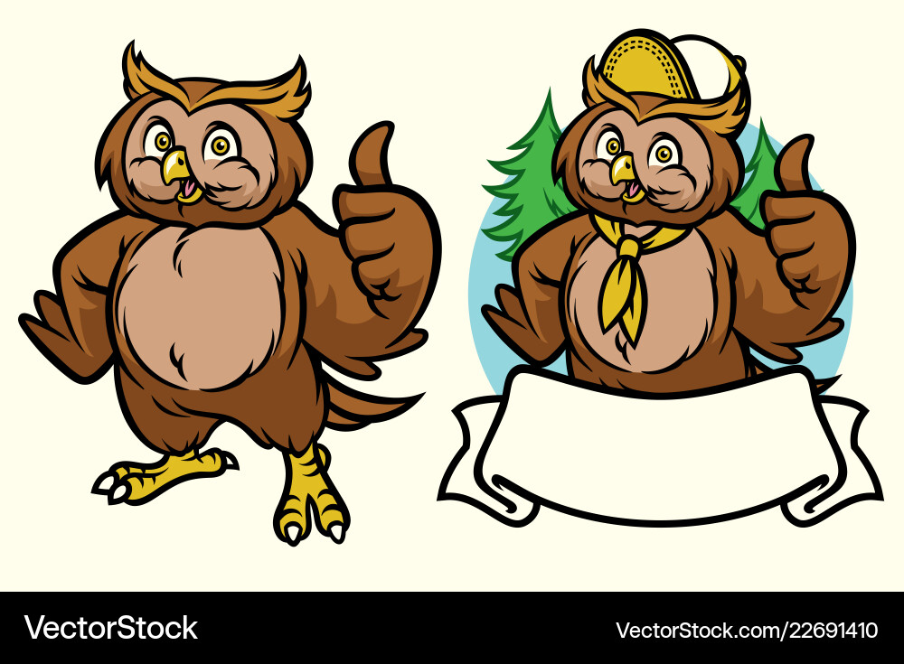 Happy owl cartoon set Royalty Free Vector Image