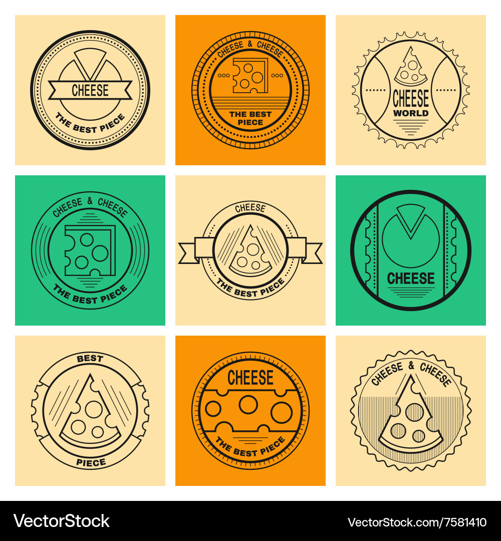 Labels emblems badges for cheese cheese icons Vector Image