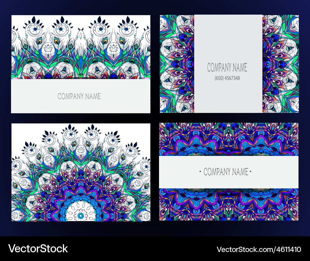 Mandalas business card Royalty Free Vector Image