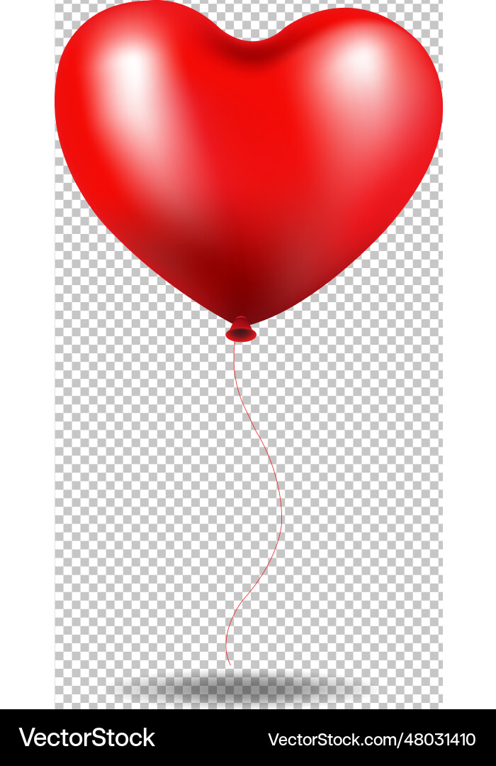 Red balloon heart in transparent background Vector Image