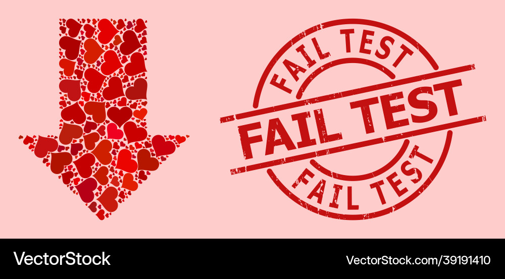 Rubber fail test stamp seal and red love fall down