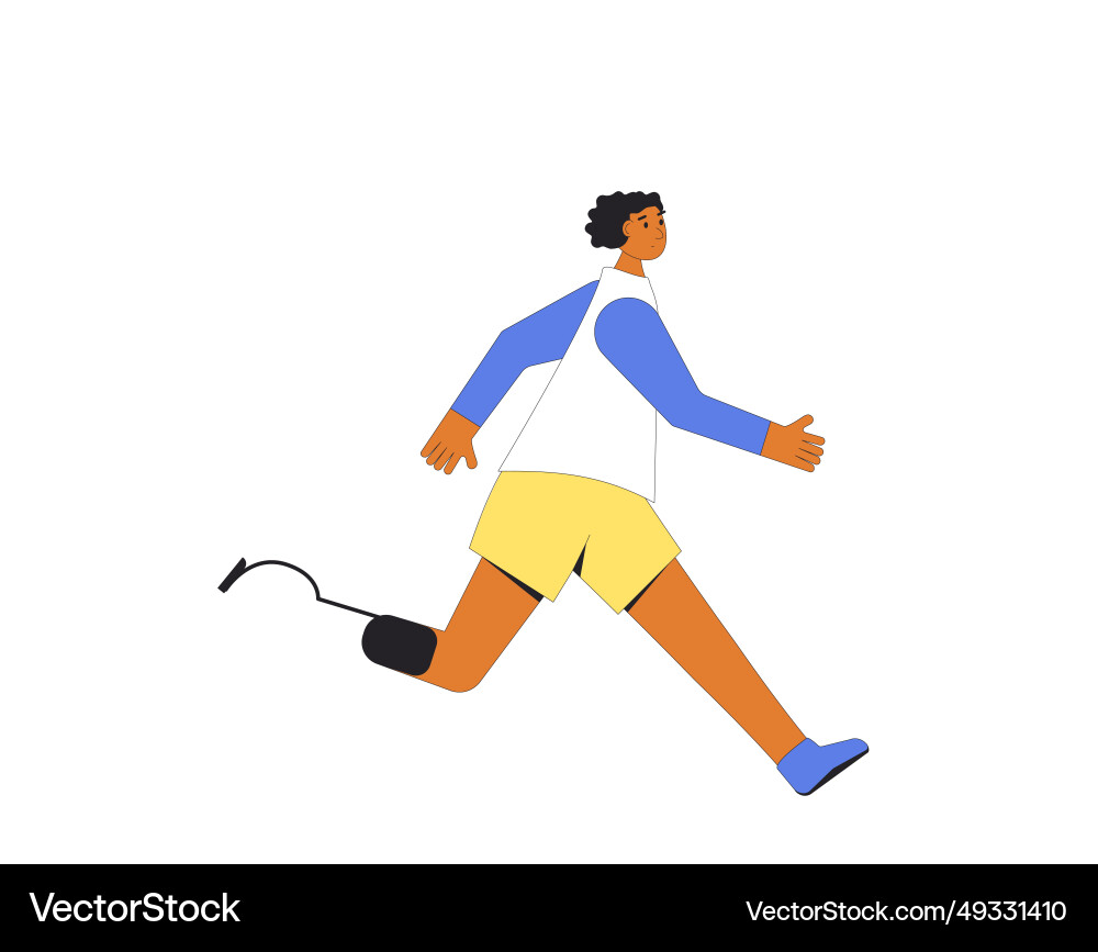 Runner with disability joggers athlete young man Vector Image