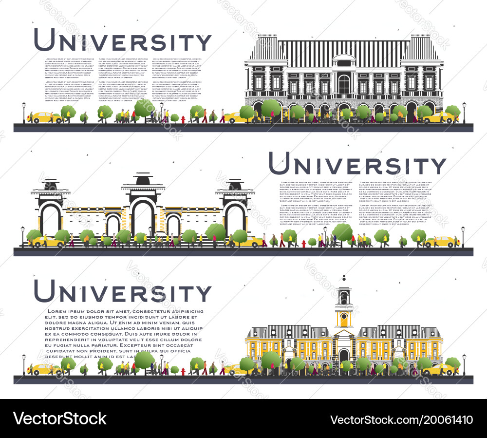 Set of university study banners isolated on white Vector Image