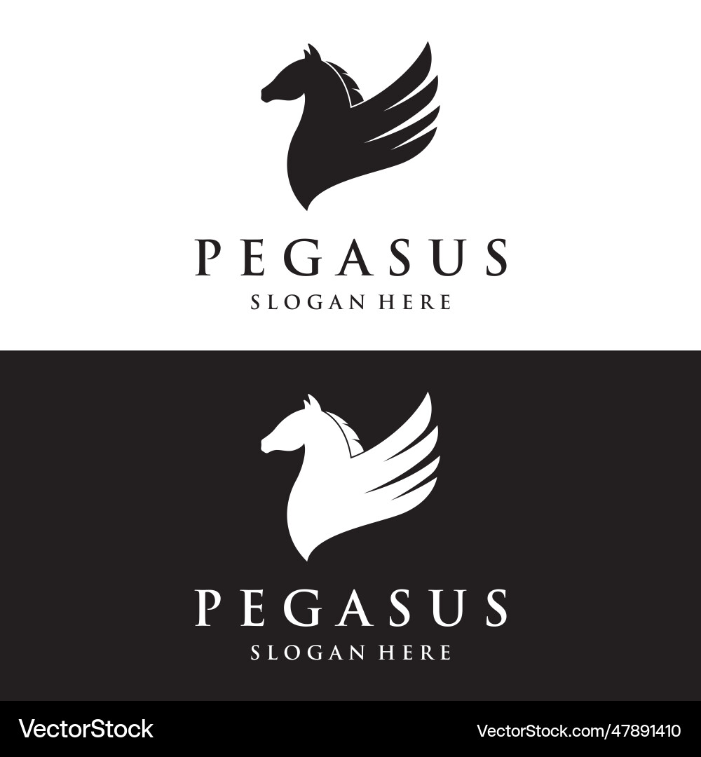 Simple winged horse or pegasus logo template Vector Image