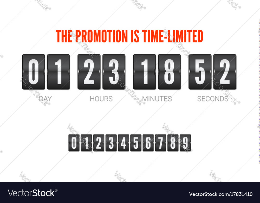 Template of flip countdown timer clock counter Vector Image Template of flip countdown timer clock counter Vector Image