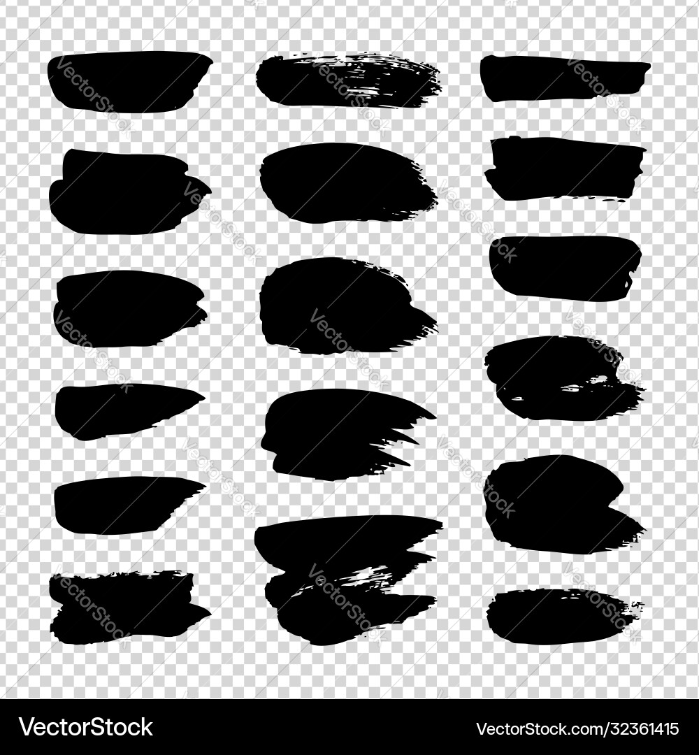 Black textured smears set isolated on imitation Vector Image
