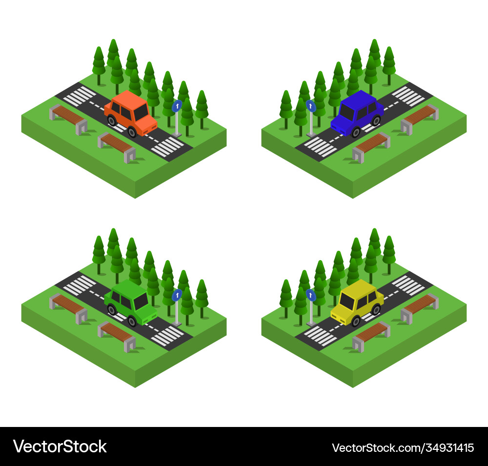 Car road in on white background Royalty Free Vector Image