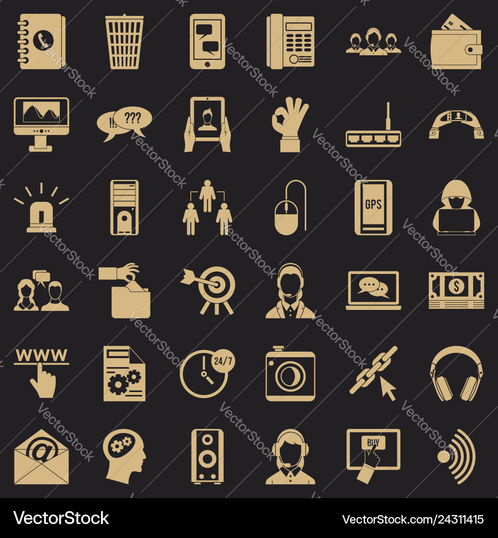 Contact email icons set simple style Royalty Free Vector