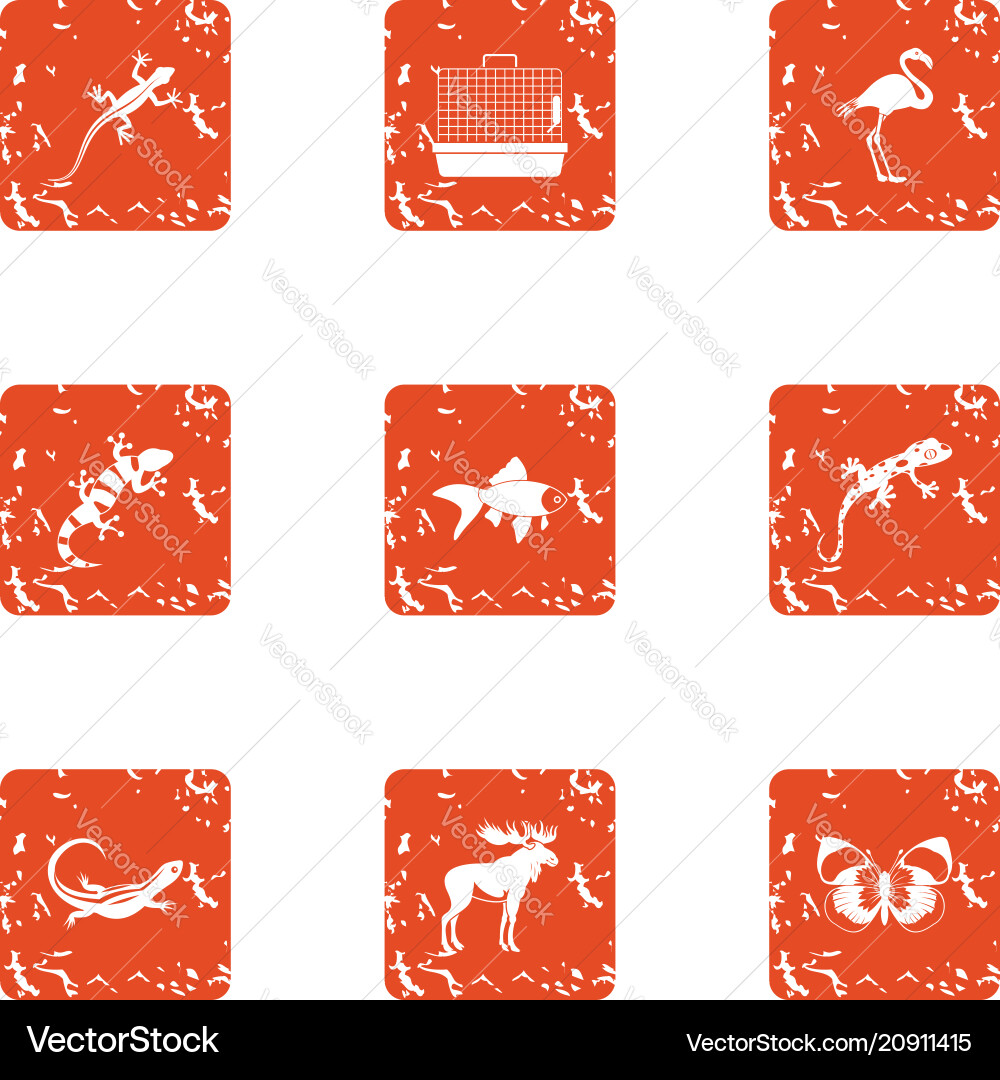 Creature icons set grunge style Royalty Free Vector Image