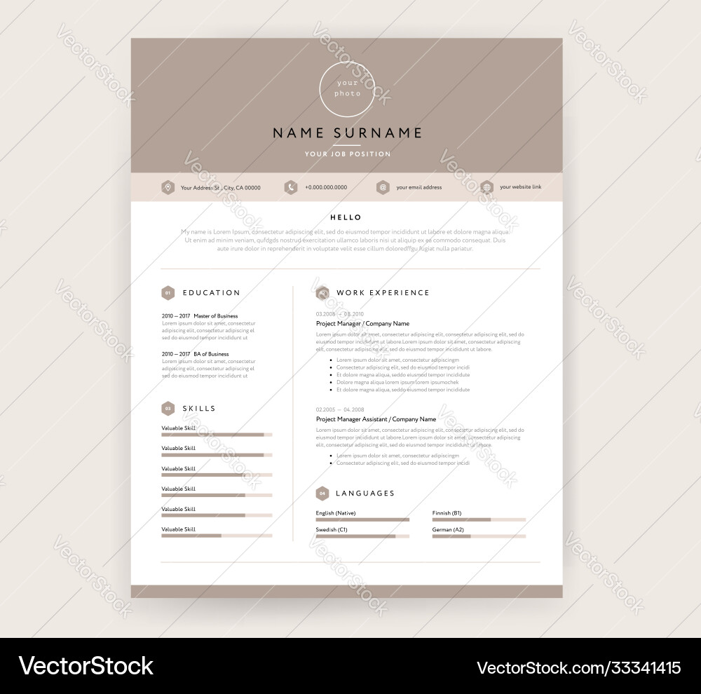 Cv resume template - elegant stylish design Vector Image