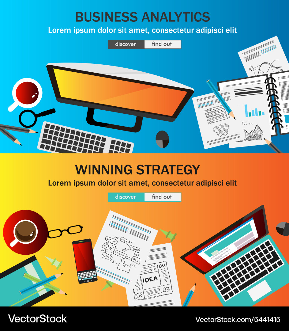 Flat style design concepts for business strategy Vector Image