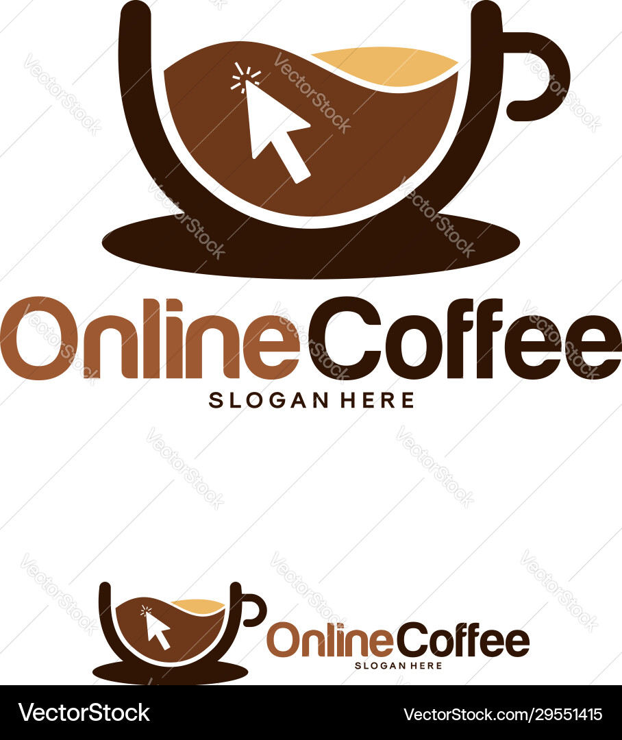 Online coffee logo designs concept coffee cup Vector Image