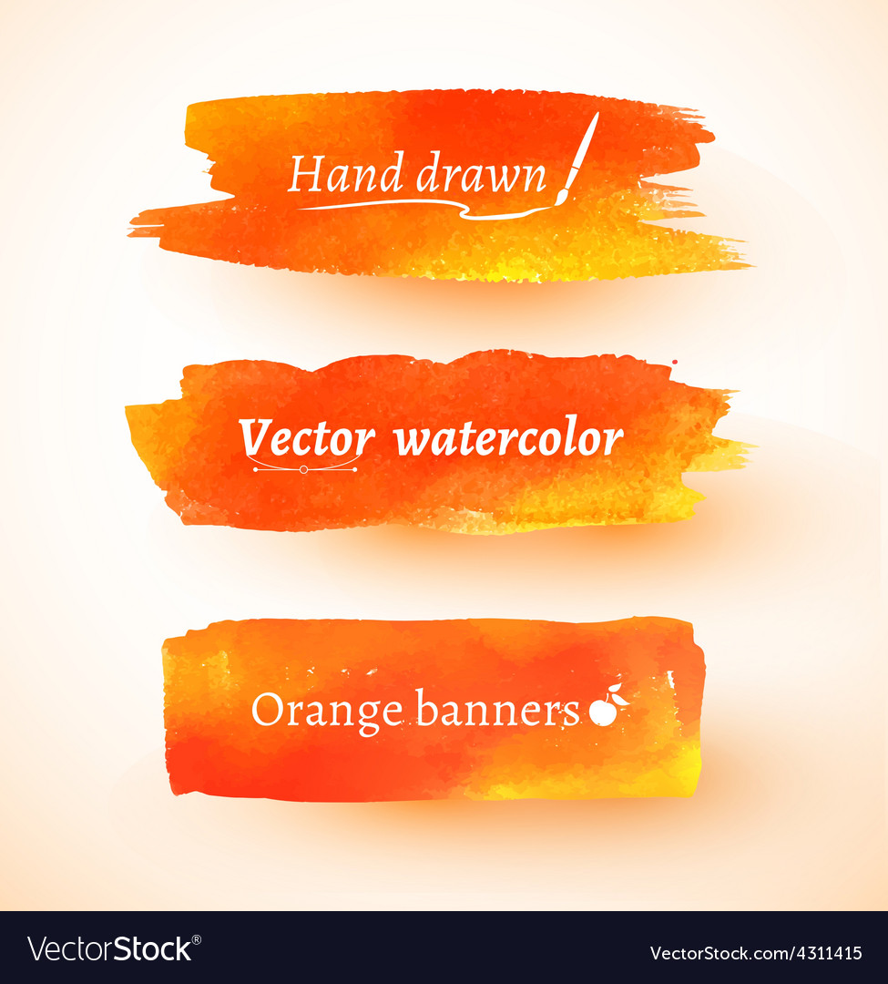 Orange watercolor banners Royalty Free Vector Image