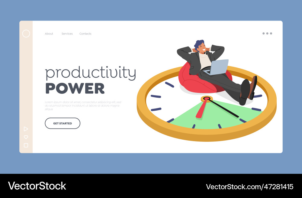 Productivity power landing page template Vector Image