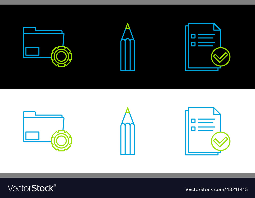 Set line document and check mark folder settings Vector Image