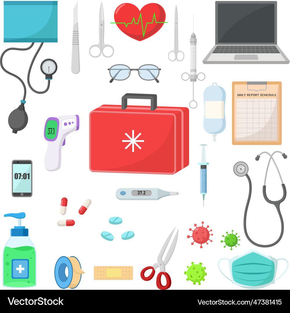 Set of medical elements collection Royalty Free Vector Image