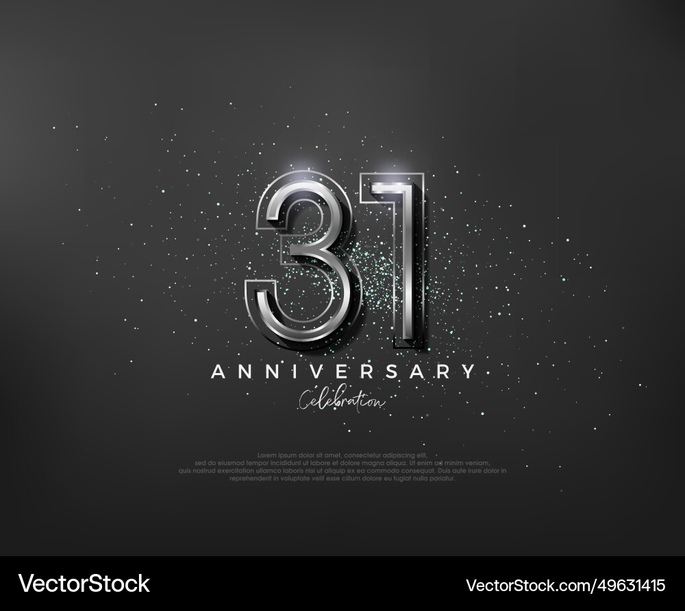 Silver metallic number design premium 31st Vector Image