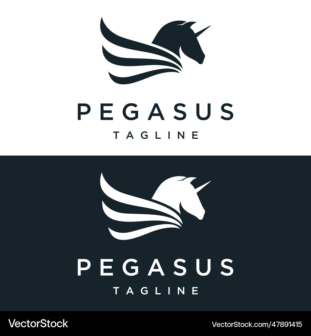 Simple winged horse or pegasus logo template Vector Image