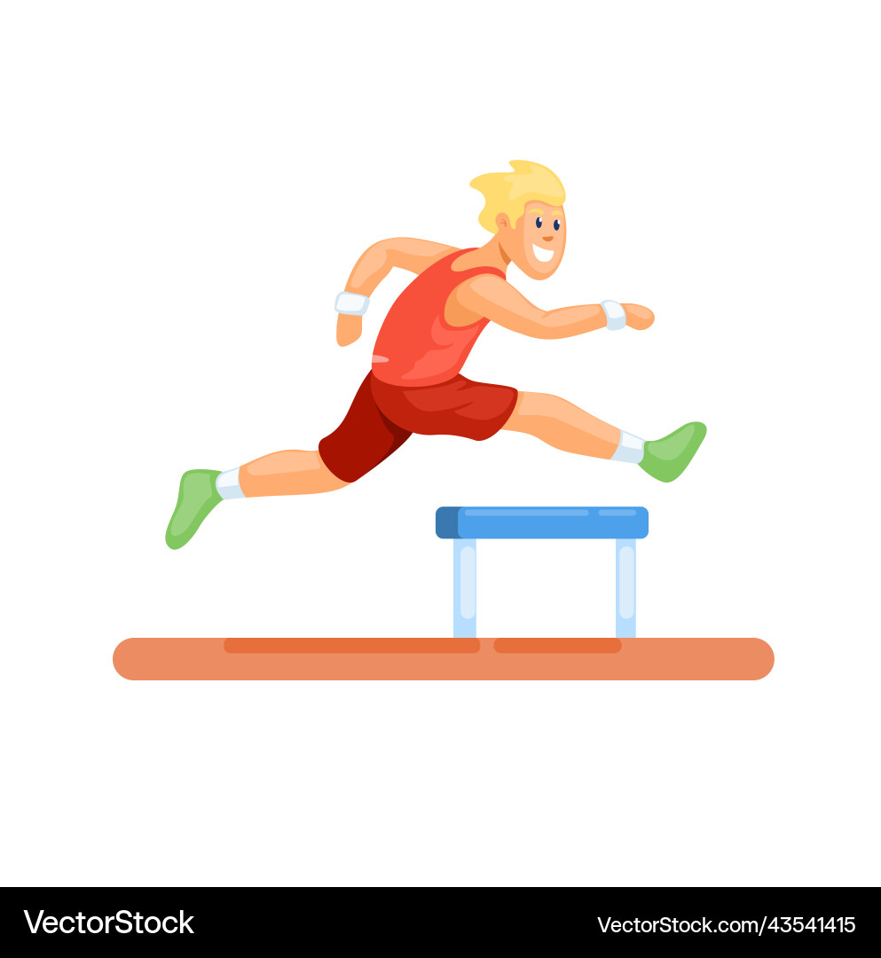 Sprint runner jumping obstacle athlete sport Vector Image