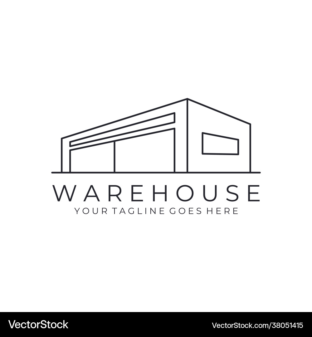 Warehouse line art icon logo design Royalty Free Vector