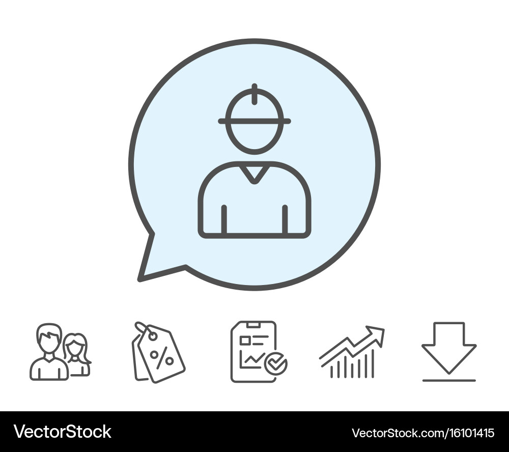Worker line icon male profile sign Royalty Free Vector Image