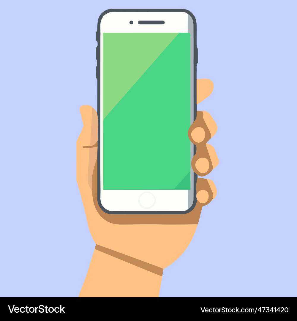 A phone in man s hand Royalty Free Vector Image