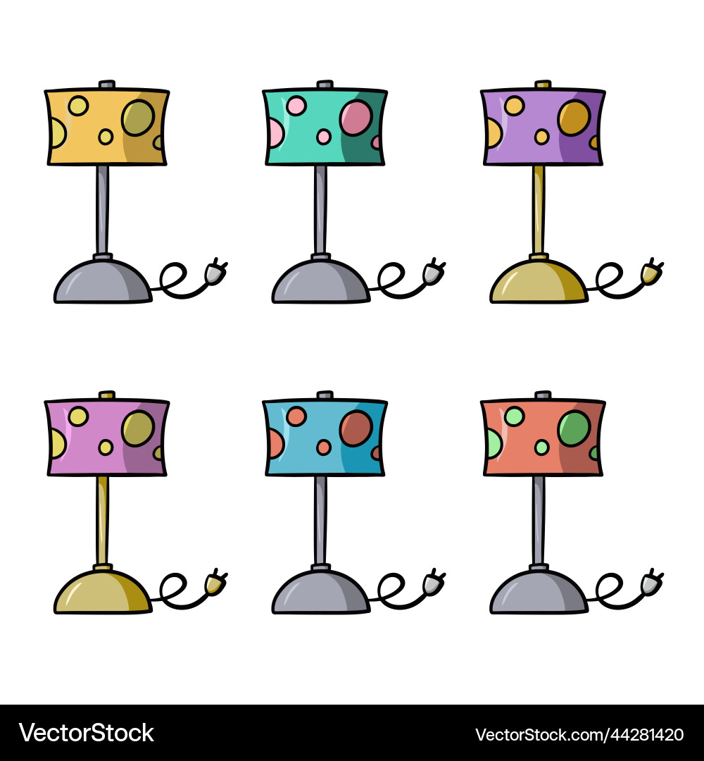 A set of colored icons table lamp Royalty Free Vector Image