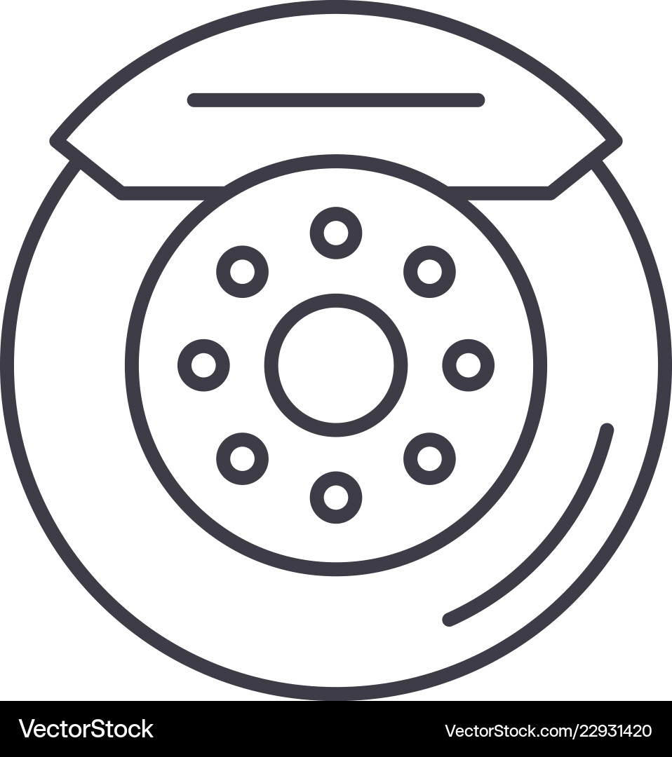 Car brake pads line icon concept Royalty Free Vector Image