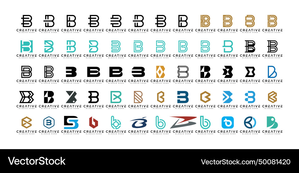 Creative letter b icon set design for business Vector Image