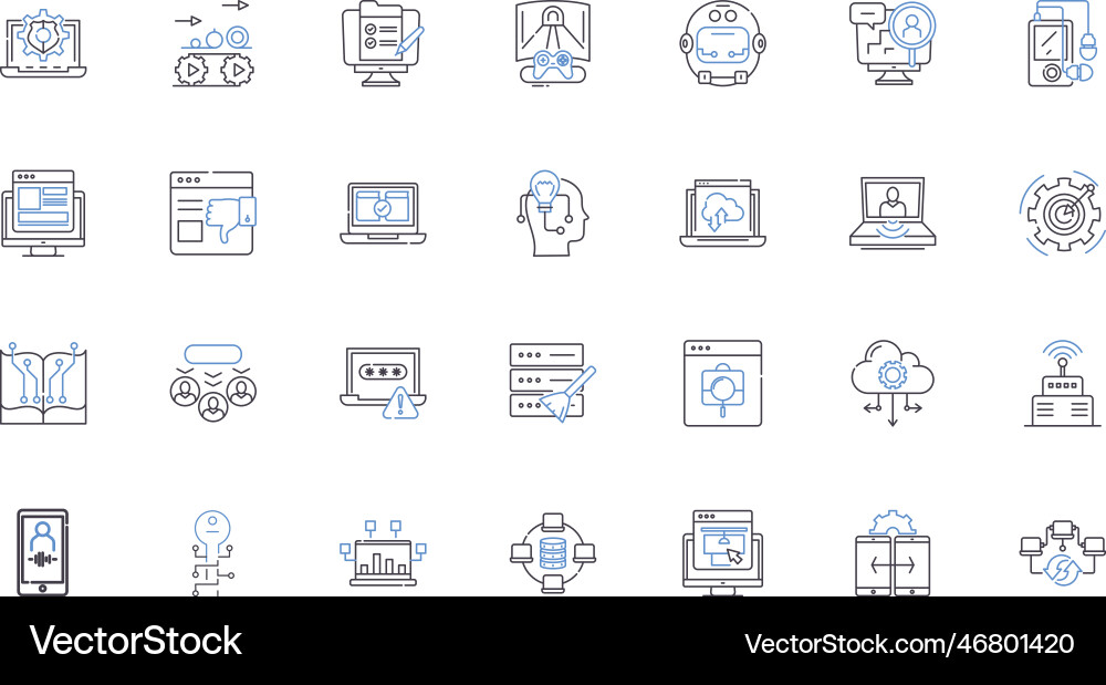 Electronic flexible line icons collection Vector Image