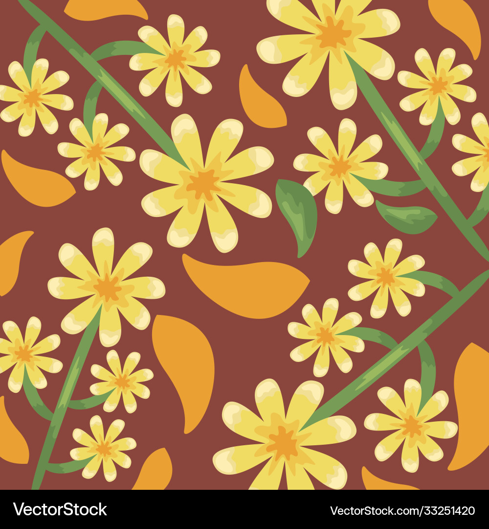 Flowers color yellow pattern detailed style Vector Image