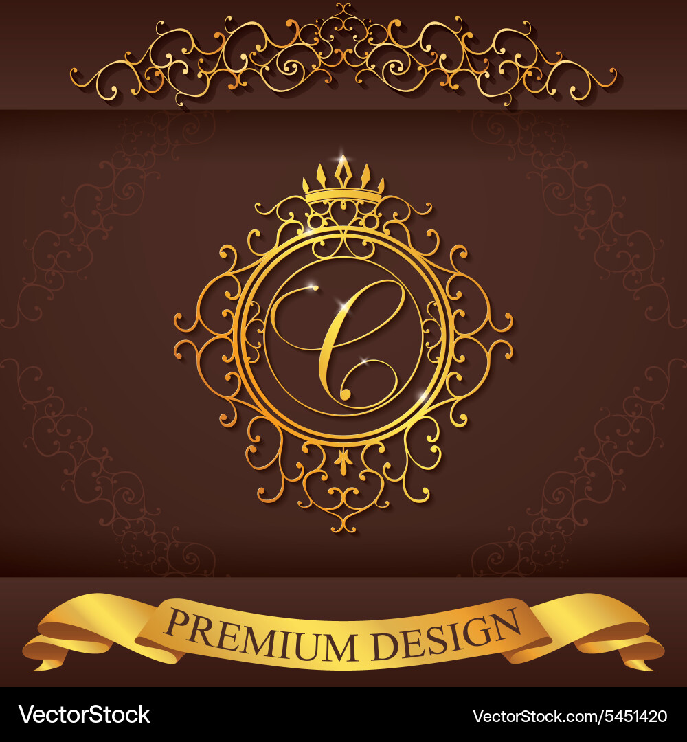Letter c luxury logo template flourishes Vector Image