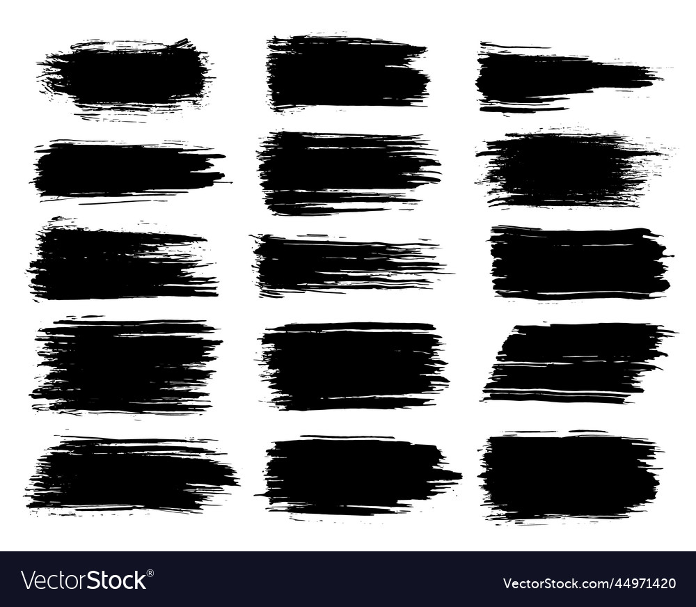 Paint brush black ink grunge brush strokes Vector Image