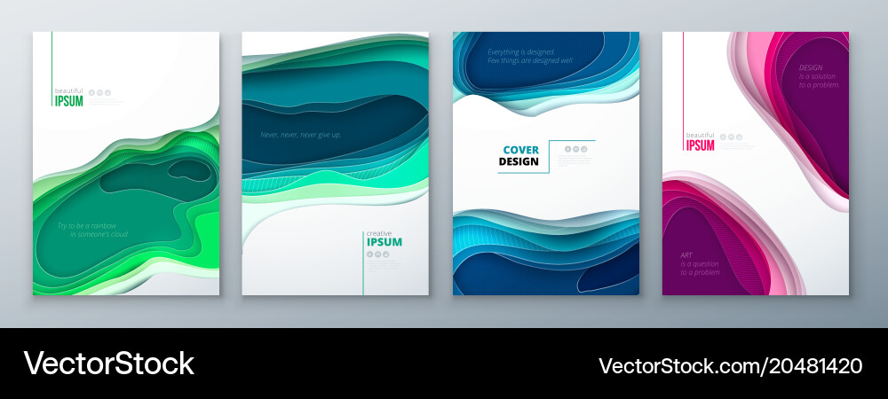 Paper cut brochure design carve abstract Vector Image