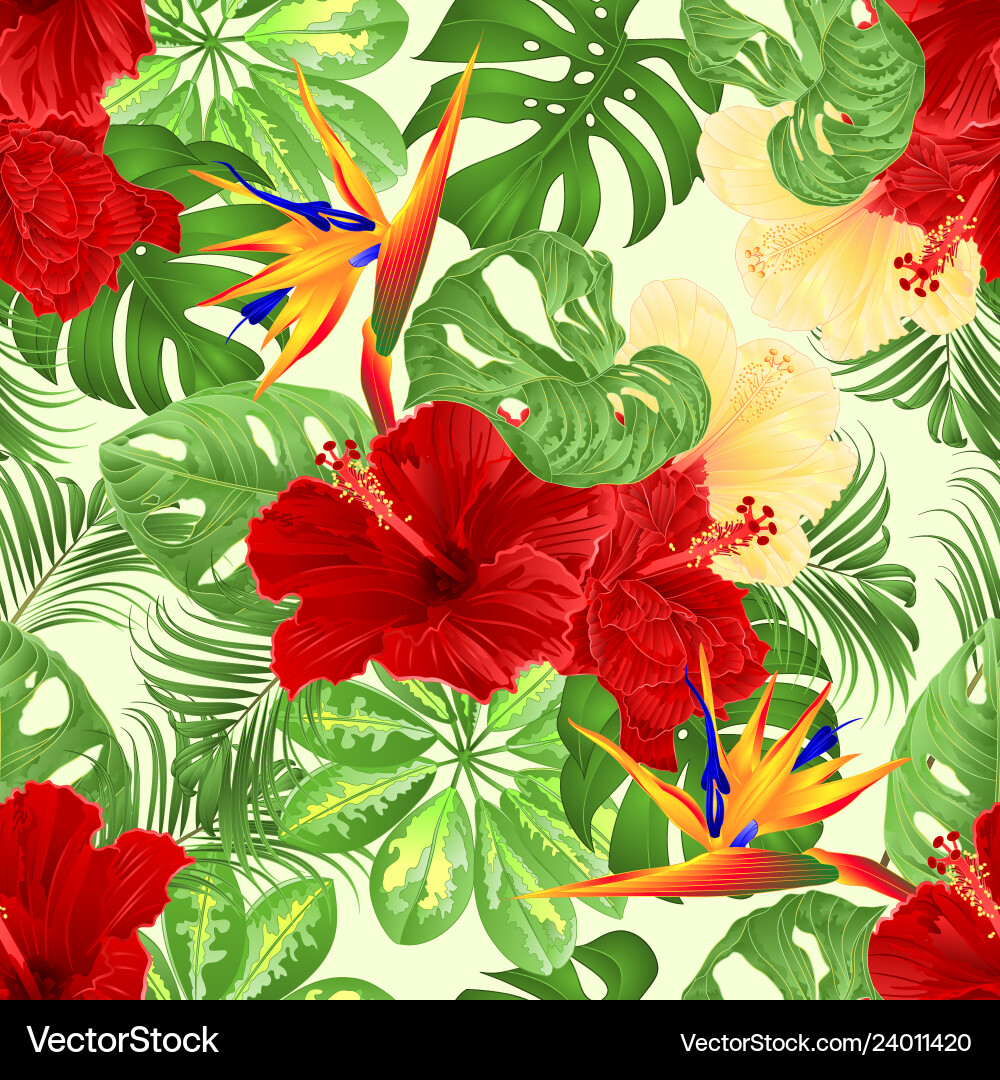 Seamless texture tropical flowers strelitzia Vector Image