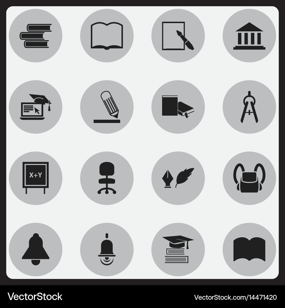 Set of 16 editable graduation icons includes Vector Image