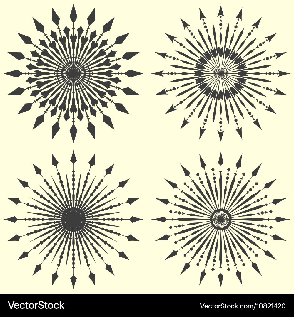 Set of arrow sunbursts Royalty Free Vector Image